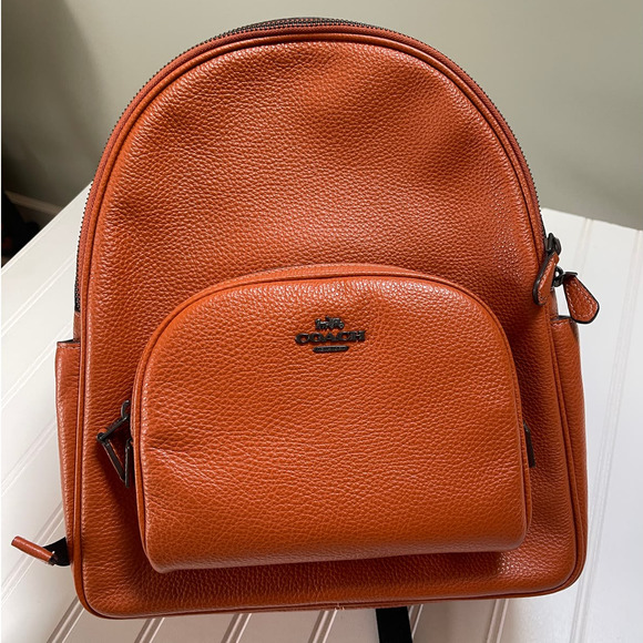 Coach | Bags | Nwot Coach Court Backpack Burnt Orange Leather Purse Bag ...